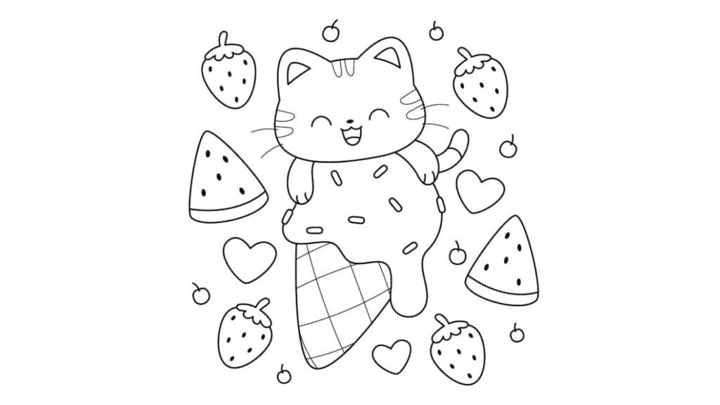 Hello Kitty Winking Coloring Sheet Printable for Kids